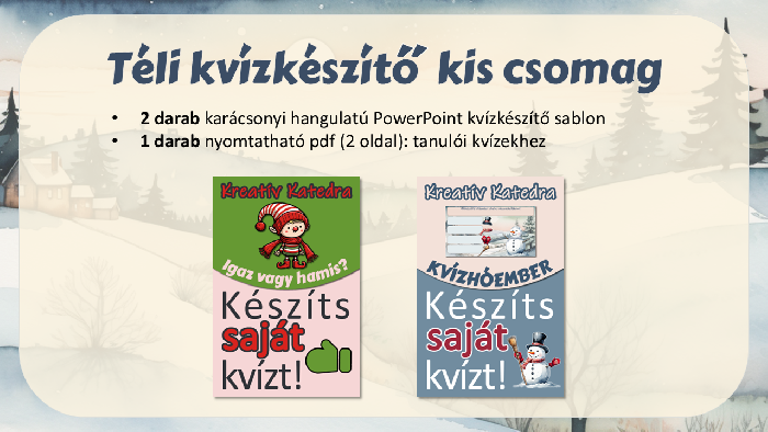 Téli kvízkészítő kis csomag (2 darab PowerPoint sablon + 2 lapos pdf ...